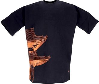 Dolly Noire Tokyo Herren Kimono T-Shirt Schwarz/orange - - Tops - Herren - Schwarzk - XL