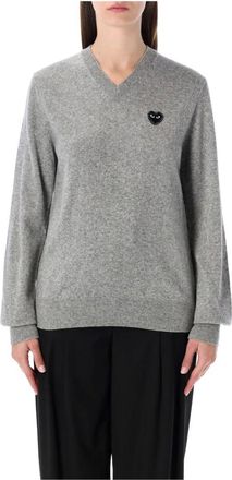 Comme Des Gar&ccedil;ons Femme, Pulls, Gris, Taille: 38 FR V Neck Crystal Heart