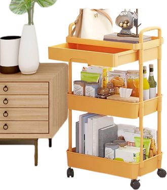 Generico Aufbewahrungswagen mit Rollen - Aufbewahrungswagen mit 3 Ebenen Rollen, Aufbewahrungswagen mit Rollen | Ablage f&uuml;r Bad und Toilette, Schubladenregal f