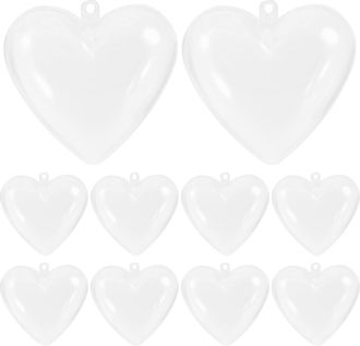 Amosfun 10 St&uuml;Ck Transparente Herzform Kunststoff Anh&auml;Nger 6 5 cm - DIY Dekoration F&uuml;R Valentinstag Weihnachten Und Kreative Anl&auml;Sse