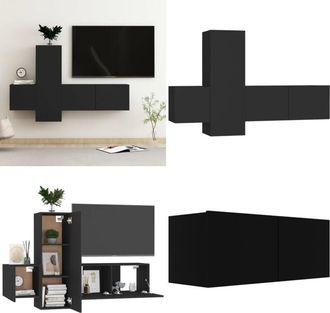 vidaXL Vidaxl - 3-tlg. TV-Schrank-Set Schwarz Holzwerkstoff - tv Schrank - Regal - Wohnwand - Wandregal - Möbel - Home & Living