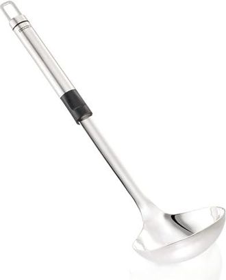 Leifheit Schöpflöffel 34 cm ProLine-Serie, Suppenkelle aus rostfreiem Edelstahl, hochwertiges Design, Schöpfkelle mit ovalem Griff und praktischer Aufhängeöse,