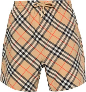 Burberry Homme, Maillots de bain, Beige, Taille: XL Check Drawstring Swim Shorts