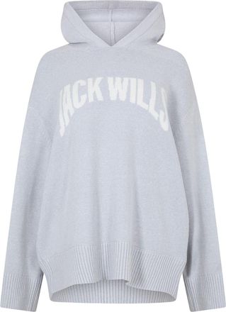 Jack Wills Kapuzenpullover f&uuml;r Damen, &Uuml;berschnittene Schulter, Lang&auml;rmlig (Grau meliert)
