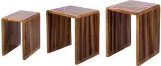 Gilde 3er Set Beistelltisch Cali aus Holz - rechteckig - naturfarben - H&ouml;he 50cm x Breite 44cm