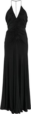Self Portrait Halter Ruched Maxi Dress