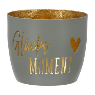 Gilde Gilde Windlicht Gl&uuml;cksmoment 8.5 cm | Metall | Teelichthalter | beige/mittel