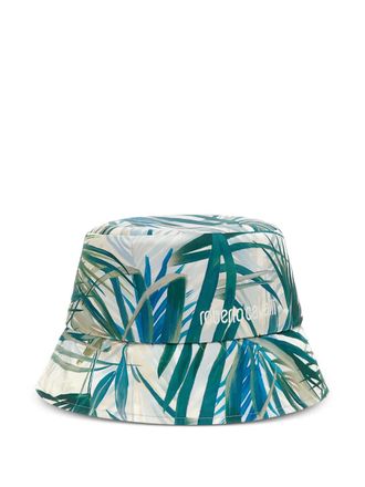 Roberto Cavalli bob imprimé à logo brodé - Blanc