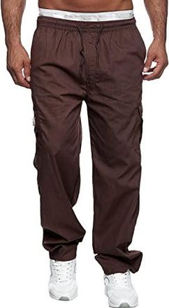 Generic Pantalon de travail cargo pour homme, taille élastique, coupe décontractée, jambe droite, couleur unie, pantalon de trekking, pantalon de travail mult