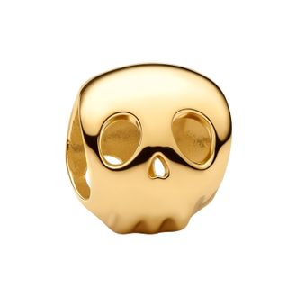 Pandora Moments Totenkopf Mini-Charm mit 14k vergoldete Metalllegierung, Kompatibel Moments, 764518C00