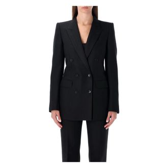 Tom Ford Femme, Vestes, Noir, Taille: 36 FR Sharp Herringbone Double Breasted Jacket