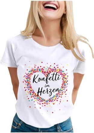 Generic T-shirt femme imprim&eacute; graphique T-shirts d&eacute;t&eacute; &agrave; manches courtes t-shirts amples pour la Saint-Valentin T-shirt de carnaval Costume ample d&eacute;contract&eacute; C