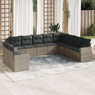 tidyard 10-TLG. Polyrattan Lounge Set, Gartenmöbel Set, Loungemöbel Terrasse, Balkonlounge Rattan, Gartensofa, Balkon Sofa, Balkonmöbel Set, mit Auflagen, Gar