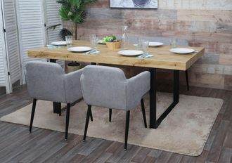 Mendler Esszimmer-Set HWC-L13, 2er-Set Stuhl+Sitzbank Esszimmergruppe Sitzgruppe Esszimmergarnitur, Stoff/Textil - grau