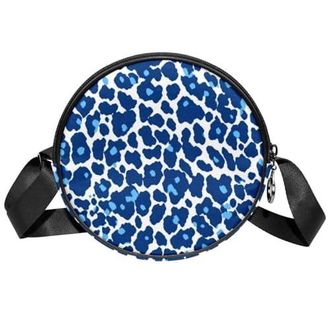 Generic Circle Sac &agrave; bandouli&egrave;re pour femme, petit sac &agrave; bandouli&egrave;re motif l&eacute;opard avec fermeture &eacute;clair, bretelles r&eacute;glables, sac &agrave; main rond d&eacute;contract&eacute; pou