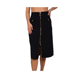 Elisabetta Franchi Viskose Midirock mit Rei&szlig;verschluss - - Skirts - Damen - Schwarzk - XL