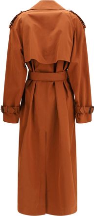 Saint Laurent Double-Breasted Belted Trench Coat - Orange