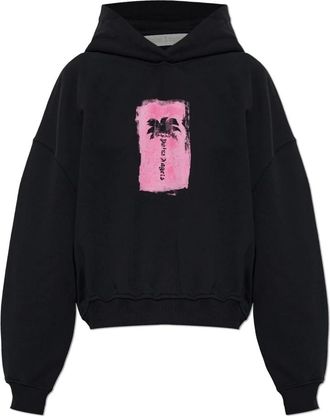 Palm Angels Baumwoll-Sweatshirt mit Print - - Sweatshirts & Hoodies - Damen - Schwarzk - M