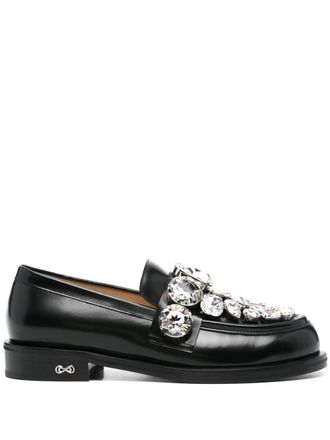 Mach & Mach mocassins &agrave; ornements en cristal - Noir