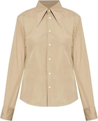 Ami Femme, Blouses et Chemises, Beige, Taille: 36 FR Sharp Collar Fitted Shirt