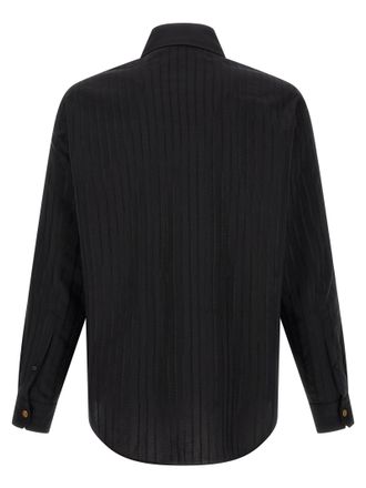 Versace Greek Pattern Jacquard Shirt - Black