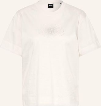 HUGO BOSS T-Shirt Elpha Mit Schmucksteinen weiss