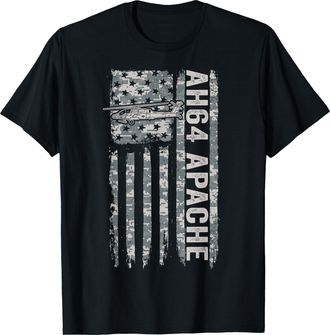 The Salty Veteran AH-64 Apache Amerikanische Flagge Hubschrauber Camo Apache T-Shirt