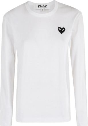 Comme Des Gar&ccedil;ons Femme, Tops, Blanc, Taille: 38 FR Heart Emblem Long Sleeve T-Shirt