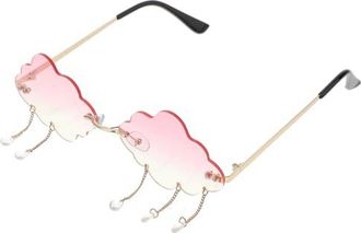 Supvox Lunettes de Soleil sans Monture D&eacute;grad&eacute; Rose et Jaune Forme Goutte DEau Nuageuse 1 Pi&egrave;ce Accessoires de F&ecirc;te et Festival pour Femmes et Adolescentes L