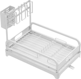Generic Dish Drying Rack, Cups Holder Cutlery Holder Dish Rack with Drain Board for Kitchen Counter Dish Drainer Tray