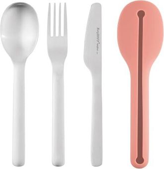 Berghoff BergHoff Reisebesteck Set 4-teilig (Essbesteck aus Edelstahl, mit Silikonhülle, Besteck spülmaschinenfest, Camping Besteck, Besteck-Set To go) 3950130