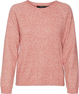 Vero Moda Damen VMDOFFYSHINE LS O-Neck Blouse REP NOOS Strickpullover, Salsa/Detail:W. Gold Lurex, XS