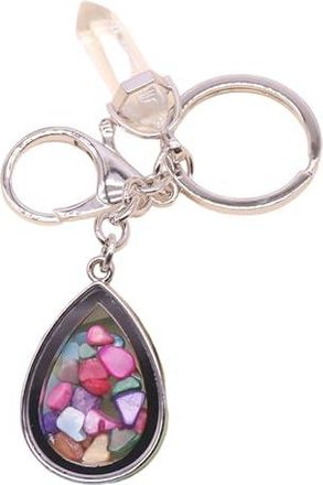 Generic Rdxanc Porte-cl&eacute;s avec photo en forme de coeur en pierre naturelle et cristaux multicolores pour une expression individuelle et un cadeau danniversair