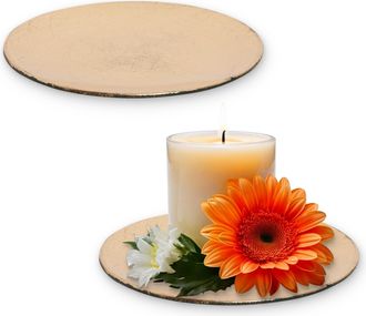 Matches 21 Deko-Teller 2er Set 15 cm in Gold Vintagelook - Flache Teller als Tischdeko Kerzenteller