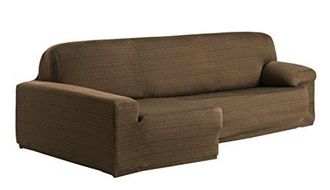 Eysa Aquiles elastisch Sofa überwurf Chaise Longue Links, frontalsicht, Farbe 07-braun, Polyester-Baumwolle, 43 x 37 x 14 cm
