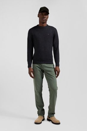 Eden Park Pull Col Rond En Laine Et Coton Gris Anthracite Coupe Regular