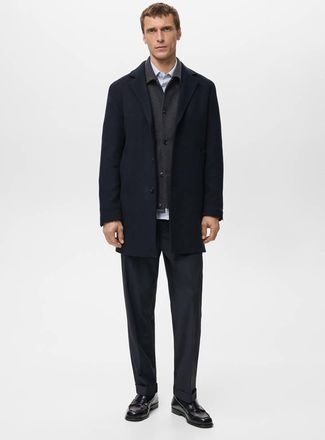 Mango Manteau l&eacute;ger laine recycl&eacute;e bleu marine - Homme - XXL - MANGO MAN