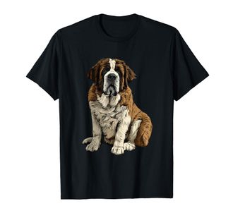 Whyitsme Design Braun-wei&szlig;e Bernhardiner-Illustration T-Shirt