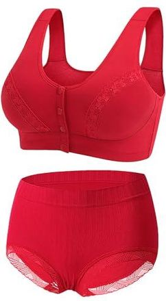 Generic Ensemble string rouge avec fermeture avant - Sous-v&ecirc;tements pour femmes &acirc;g&eacute;es - Soutien-gorge et v&ecirc;tements quotidiens - Accessoires sexy, rouge, 44