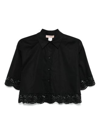 Twin-Set Hemd mit Spitzenborten - Schwarz