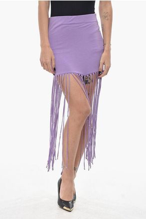 Rotate Solid Color NOEMI Mini Skirt with Fringes size Xs