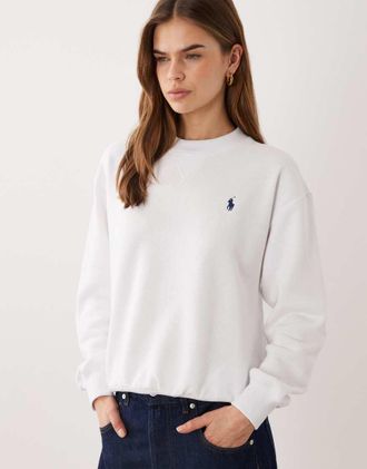 Polo Ralph Lauren Sweat en maille &agrave; logo embl&eacute;matique - Blanc