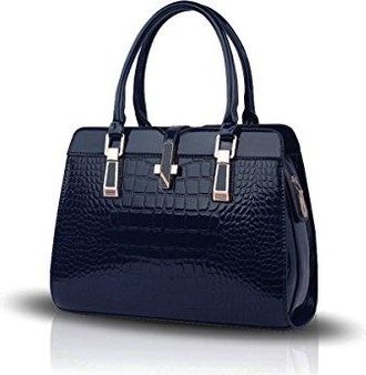 Nicole & Doris Nicole&Doris Sacs à main pour dames nouveau shell en cuir verni de mode épaule portable Messenger Bag for Women(Navy)