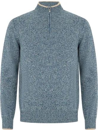 Fedeli Homme, Pulls, Bleu, Taille: L Pull &agrave; col zipp&eacute;