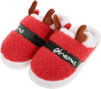 Beaupretty Pantoufles Femme Hiver Motif Renne Chaudes Et Moelleuses Pour Intérieur Et Extérieur Confortables Avec Semelle Épaisse Antidérapante