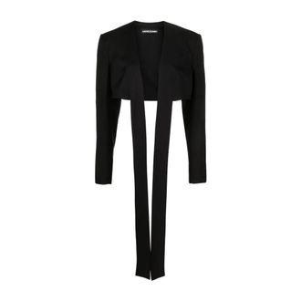 ADĀMO Andrea Adamo Flanell-Cropped-Jacke - - Jackets - Damen - Schwarzk - XS