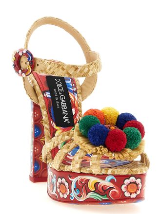 Dolce & Gabbana Womens Multicolor Viscose Stiletto Heel Sandals
