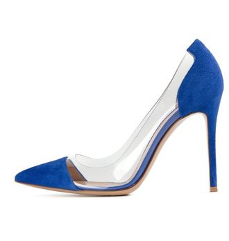EDEFS Damen Spitz Zehe Stiletto Pumps Abendschuhe Hochzeitschuhe Brautschuhe Partyschuhe Blau Größe EU37