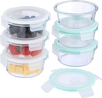 Relaxdays Glasbehälter mit Deckel, 6er Set, 400 ml, Frischhaltedosen, Kunststoffdeckel, luftdicht, Glasdose, transparent