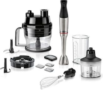 Bosch Stabmixer ErgoMaster Serie 6, Würfelschneider, Reibe, Schneebesen, einhändig bedienbar, 4 Edelstahl-Klingen verschleißfreie Keramik-Kupplung, Luftkühl